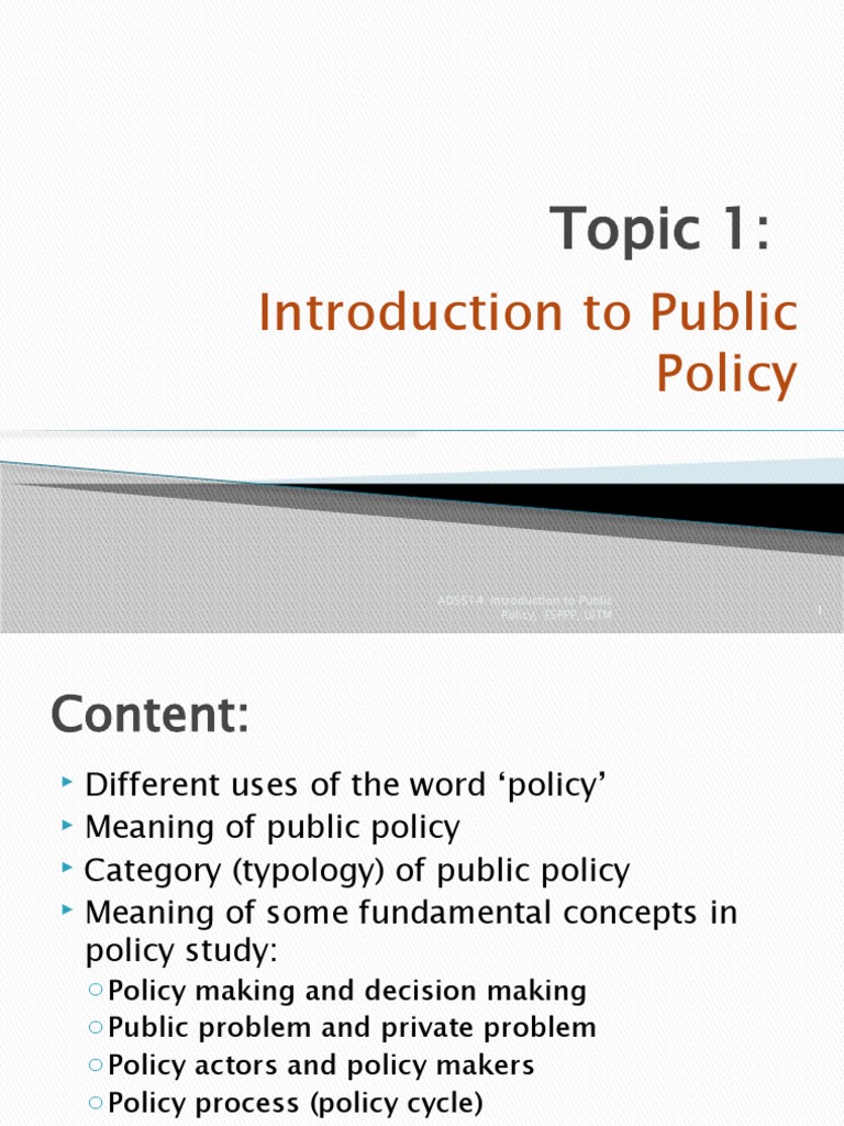 Topic 1 Introduction To Public Policy | PDF | Policy | Decision Making