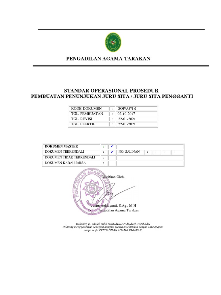 Sop - Ap - 1.6 - Pembuatan Penunjukan Juru Sita-Juru Sita Pengganti | PDF