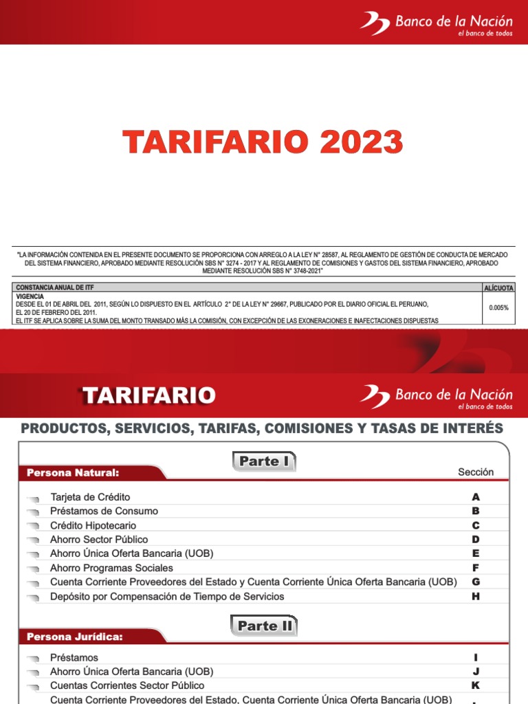 Tarifario BN | PDF | Tarjeta de crédito | Bancos