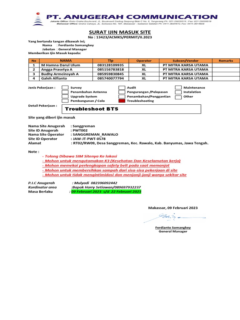 Jaw-Jt-Pwt-0578 Permit TS Mku | PDF
