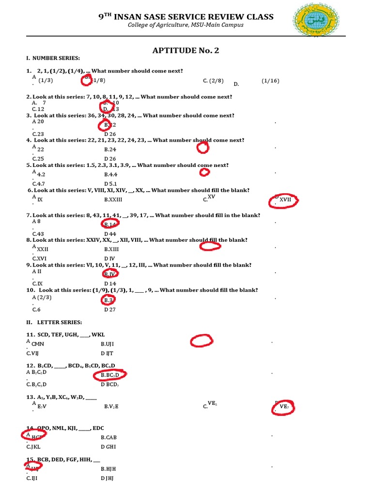 2nd Aptitude Exam | PDF