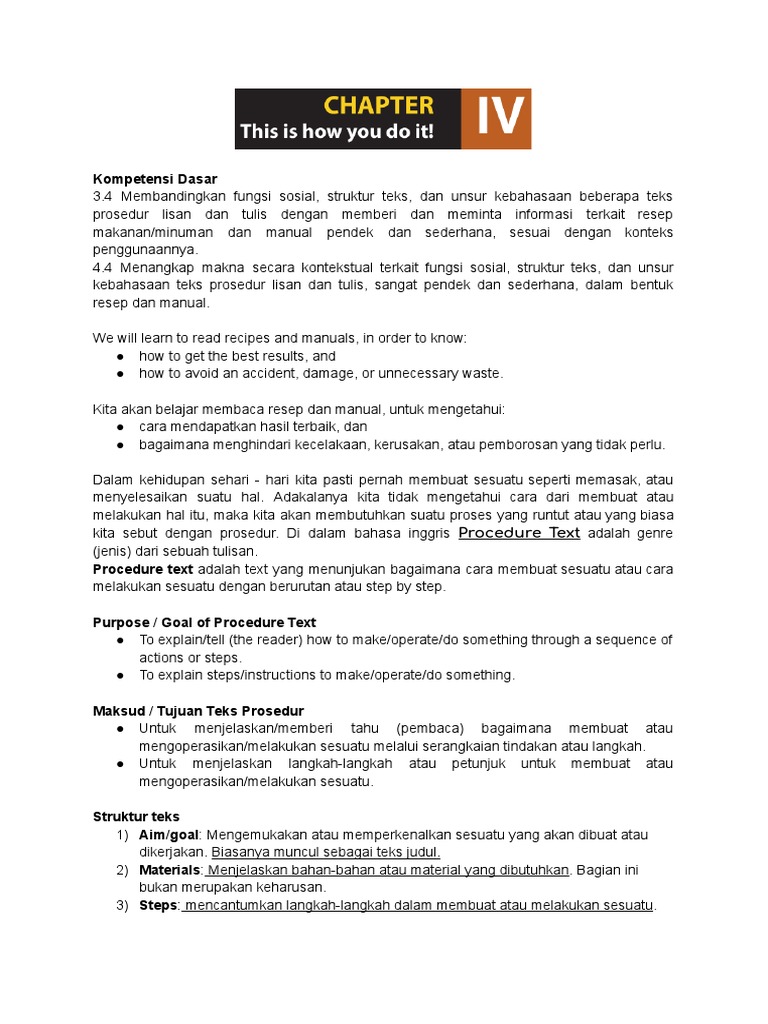 Chapter 4. Procedure Text | PDF | Karier & Perkembangan