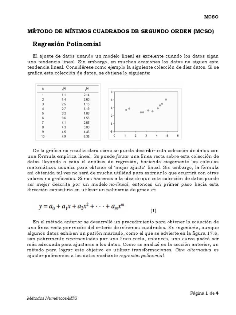 Método de Mínimos Cuadrados de Segundo Orden | PDF | Ecuaciones | Mínimos cuadrados