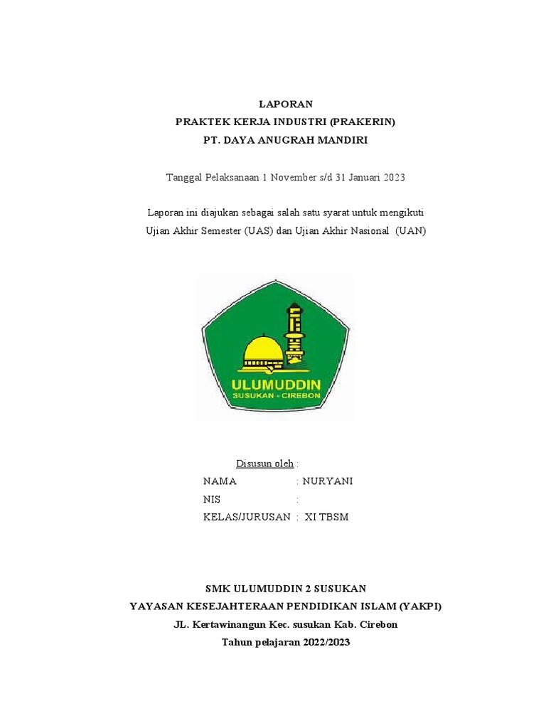 Laporan PKL Nur Yani | PDF | Teknologi & Rekayasa
