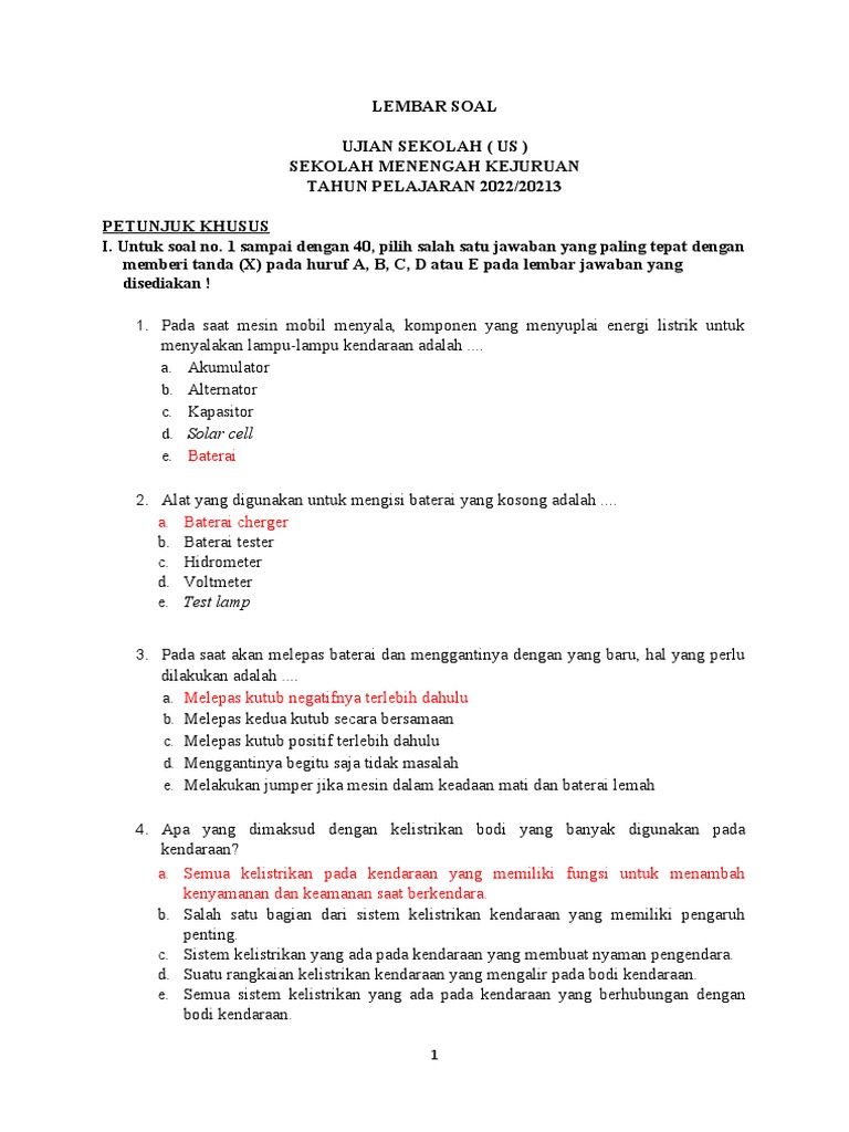 Soal Ujian Akhir Sekolah Tahun 2022-2023 | PDF