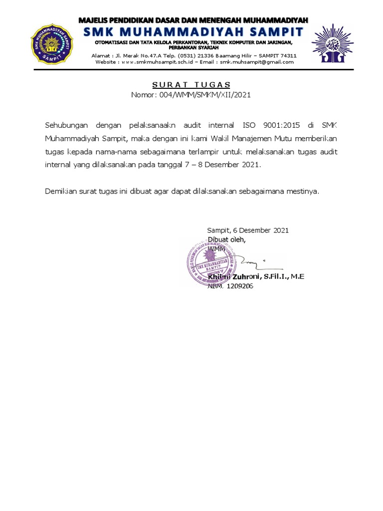 2021 Surat Tugas Audit Internal | PDF 2021 Surat Tugas Audit Internal | PDF