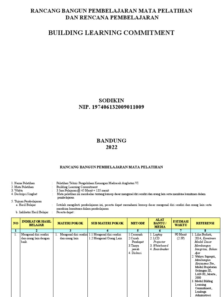 RBPMP Dan RP Building Learning Commitment | PDF