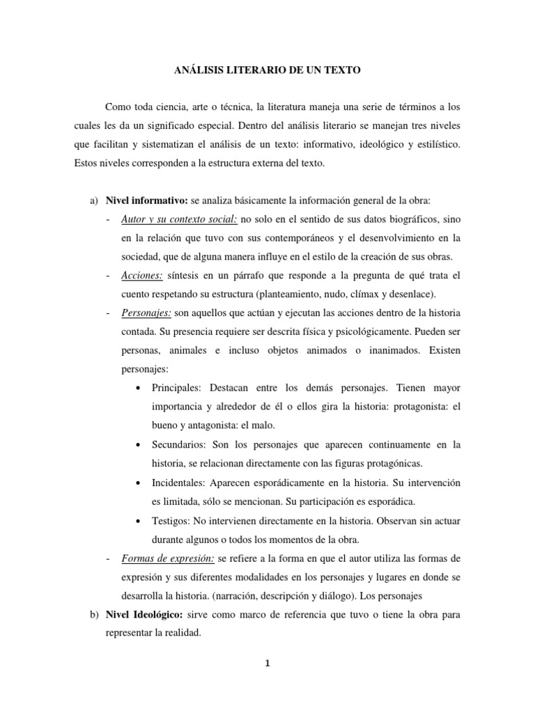 Análisis Literario de Un Texto | PDF | Autor | Narración