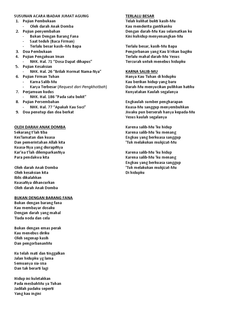 Susunan Acara Ibadah Jumat Agung Pdf