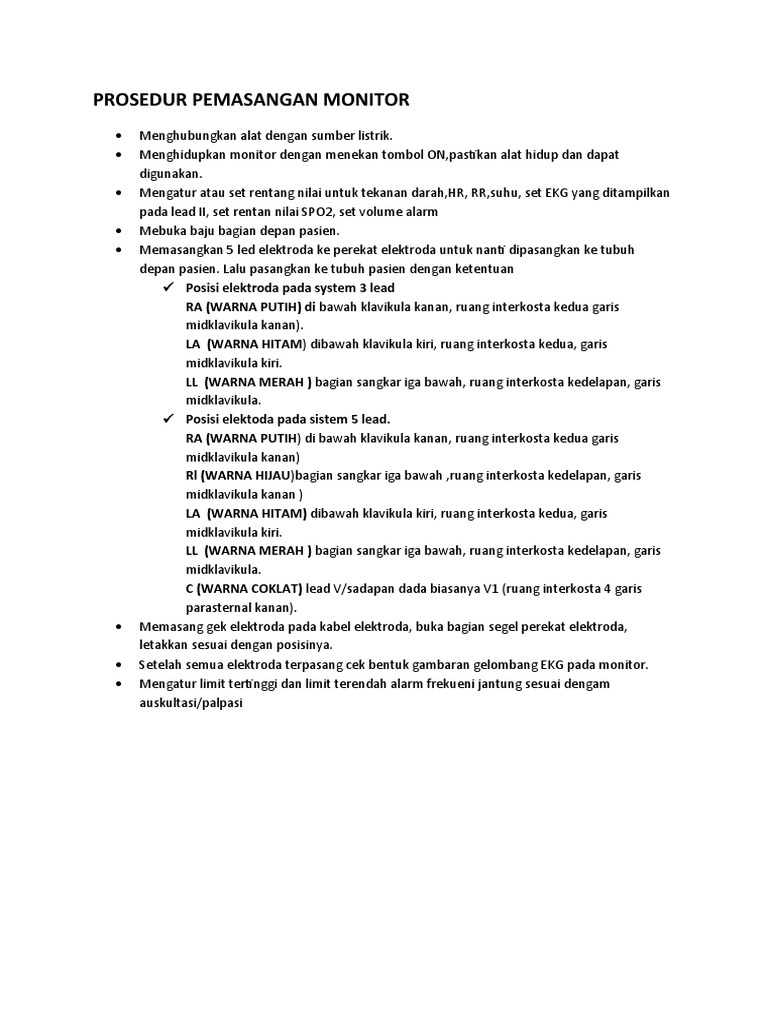 Prosedur Pemasangan Monitor | PDF