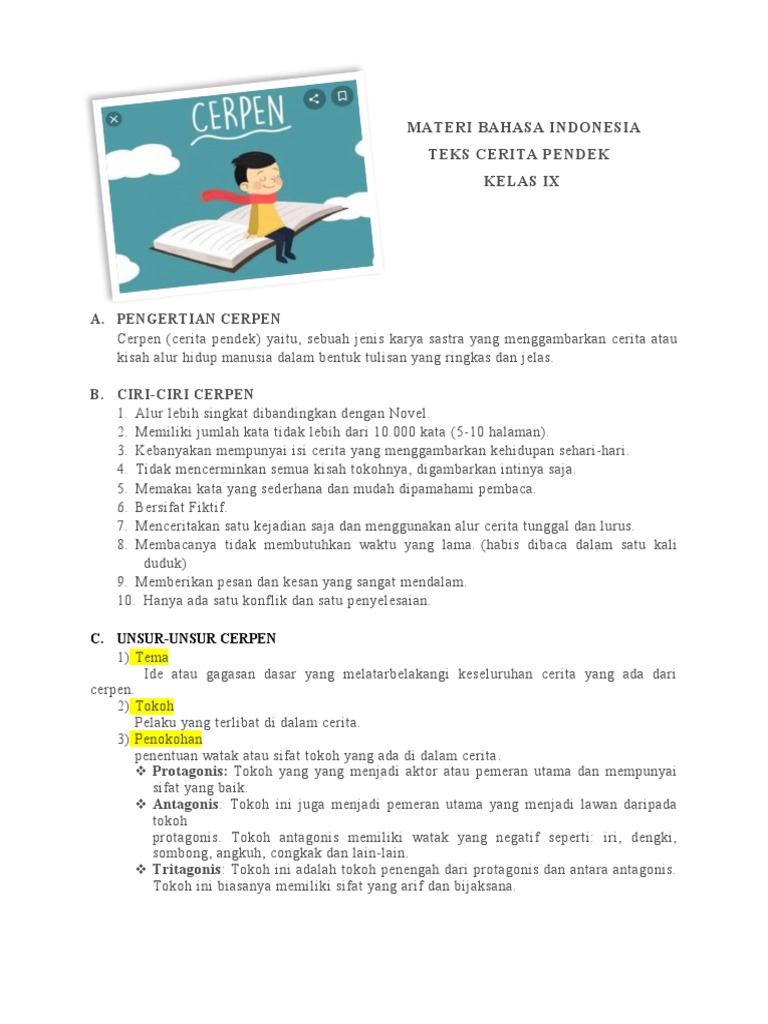 Materi Cerpen Bahasa Indonesia | PDF