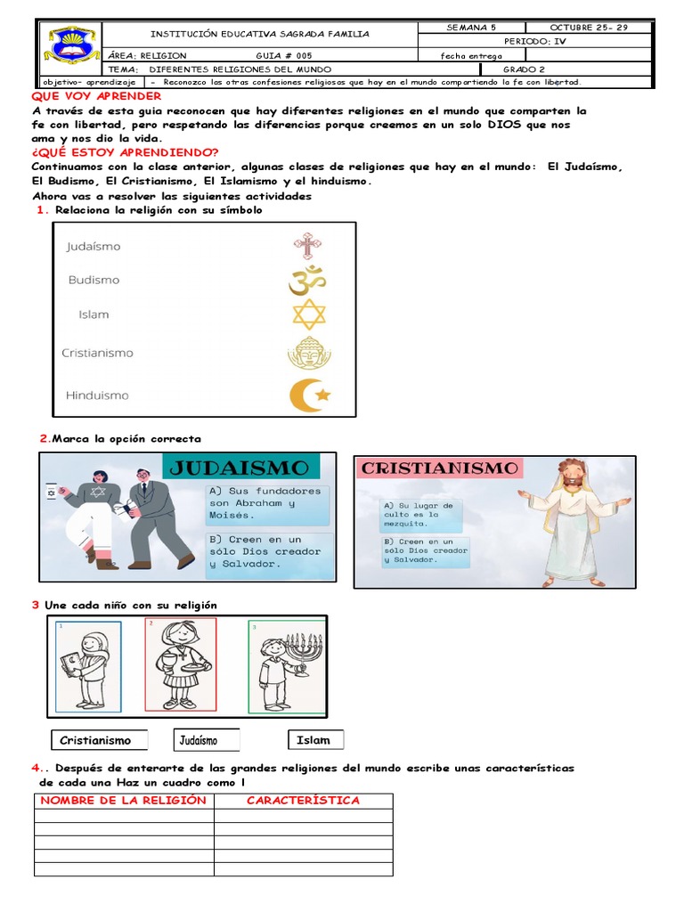 Actividades de Diferentes Religiones Del Mundo Semana #005. Octubre 25 ...