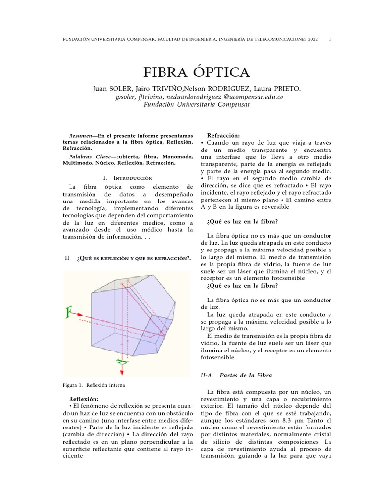 FIBRA Presentaci N 1 | PDF | Fibra óptica | Óptica