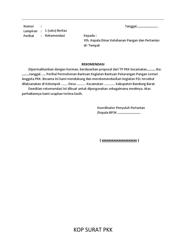 Rekomendasi Proposal PKK Desa P2L | PDF