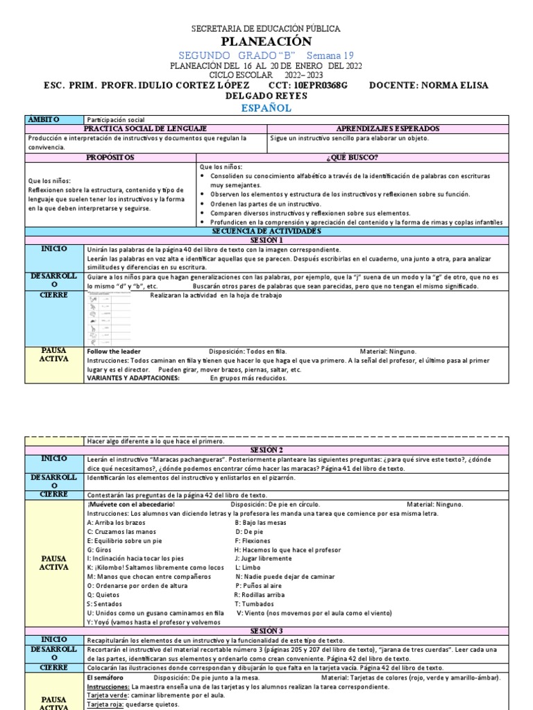 2°B Planeación Semana 19 | Descargar gratis PDF | Evaluación | Bienestar