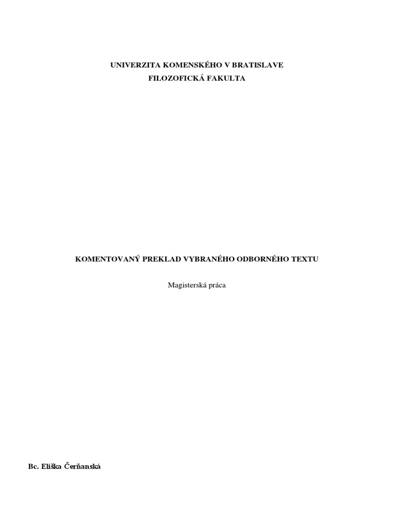 Komentovaný Preklad Vybraného Odborného Textu | PDF