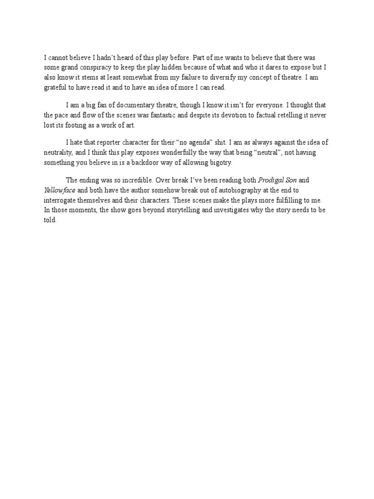 Insights on "Yellowface" Play | PDF | General Fiction