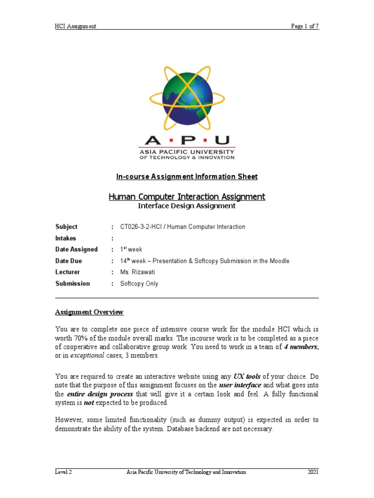 CT026-3-2 Human Computer Interaction Incourse November 2022 | PDF | Usability | Human–Computer ...