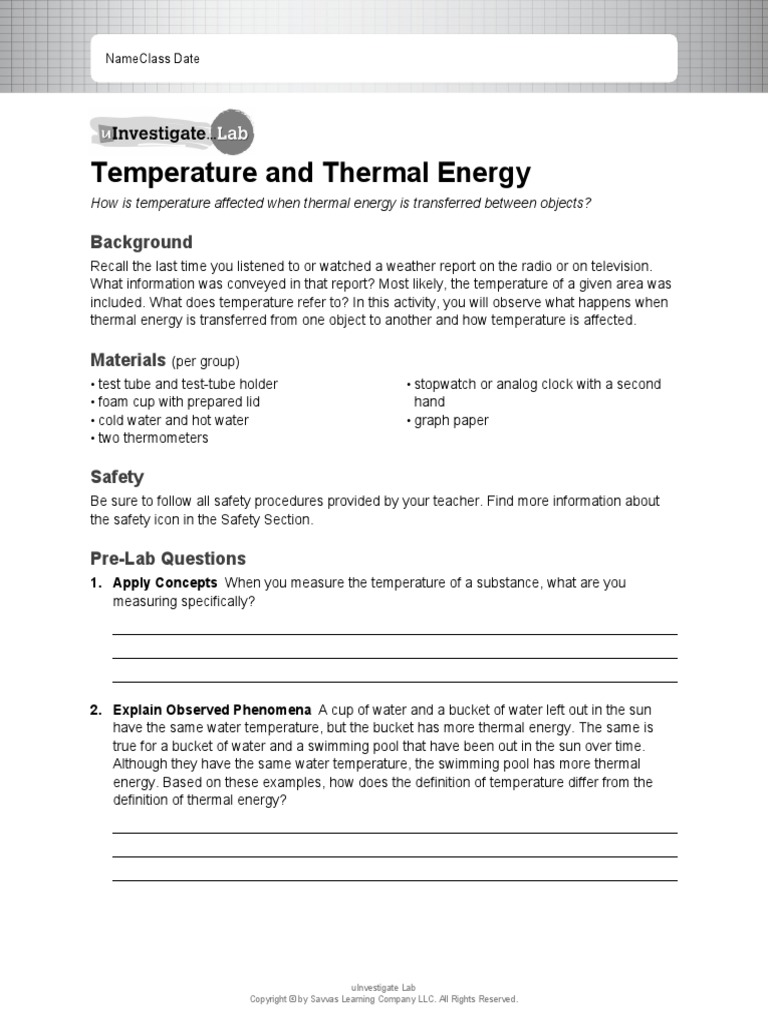 MGPS TH Uinvestigate Lab TempThermEnergy | PDF | Temperature | Heat
