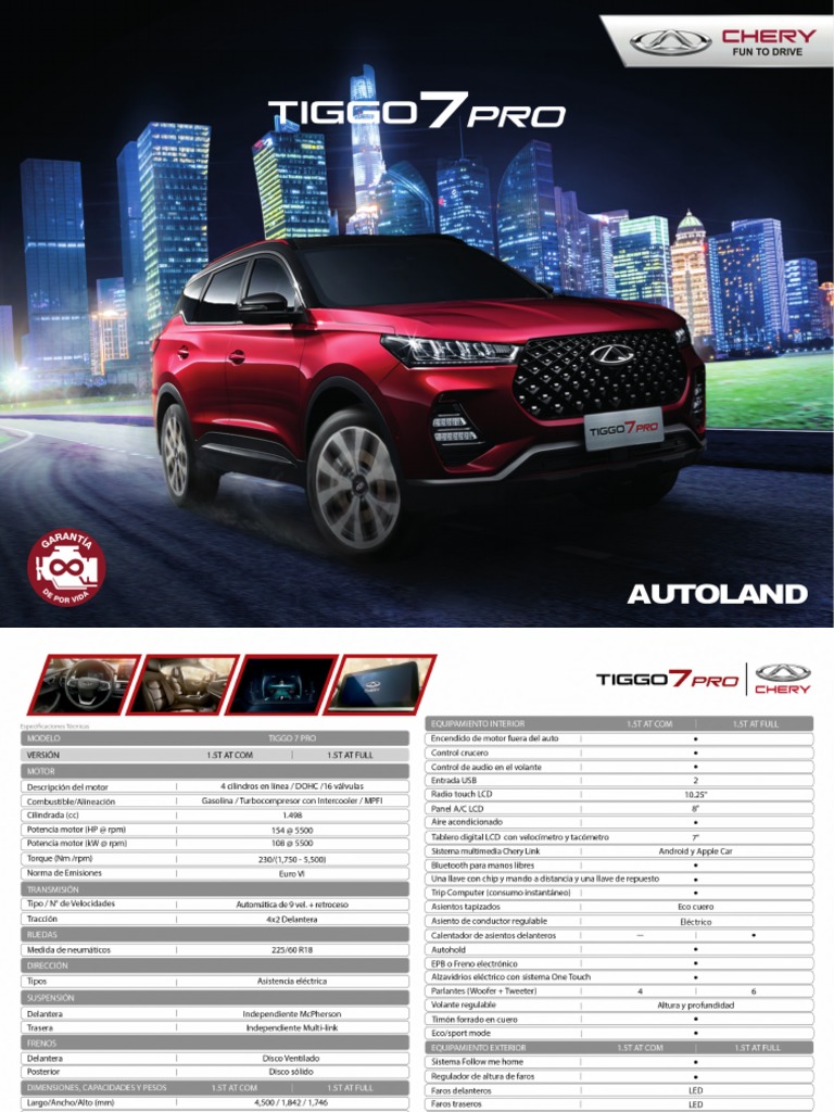 Ficha Tecnica Tiggo 7 Pro Autoland | PDF
