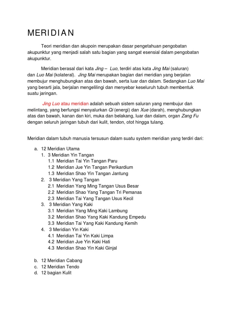 Adoc - Pub - Meridian Meridian Dalam Tubuh Manusia Tersusun Dal | PDF