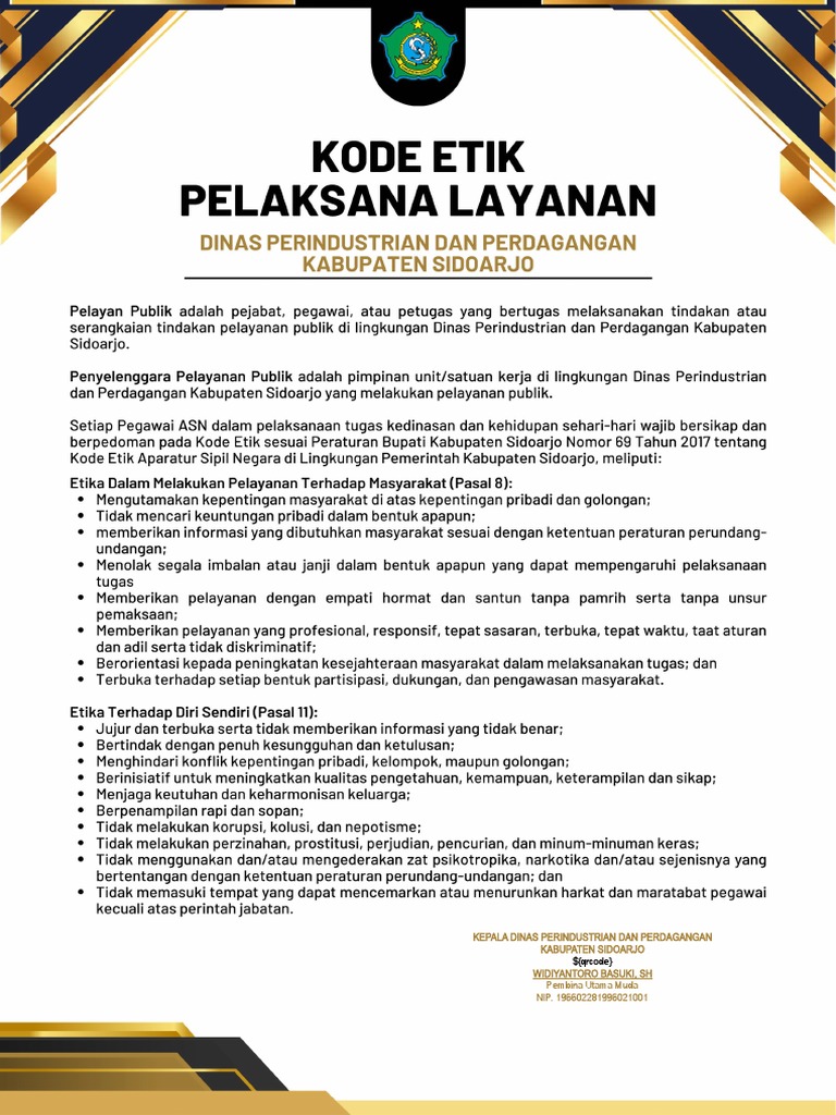 Kode Etik Pelayanan 2023 | PDF