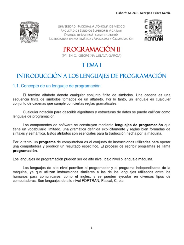 PrograII Tema1 | PDF | Compilador | Lenguaje de programación
