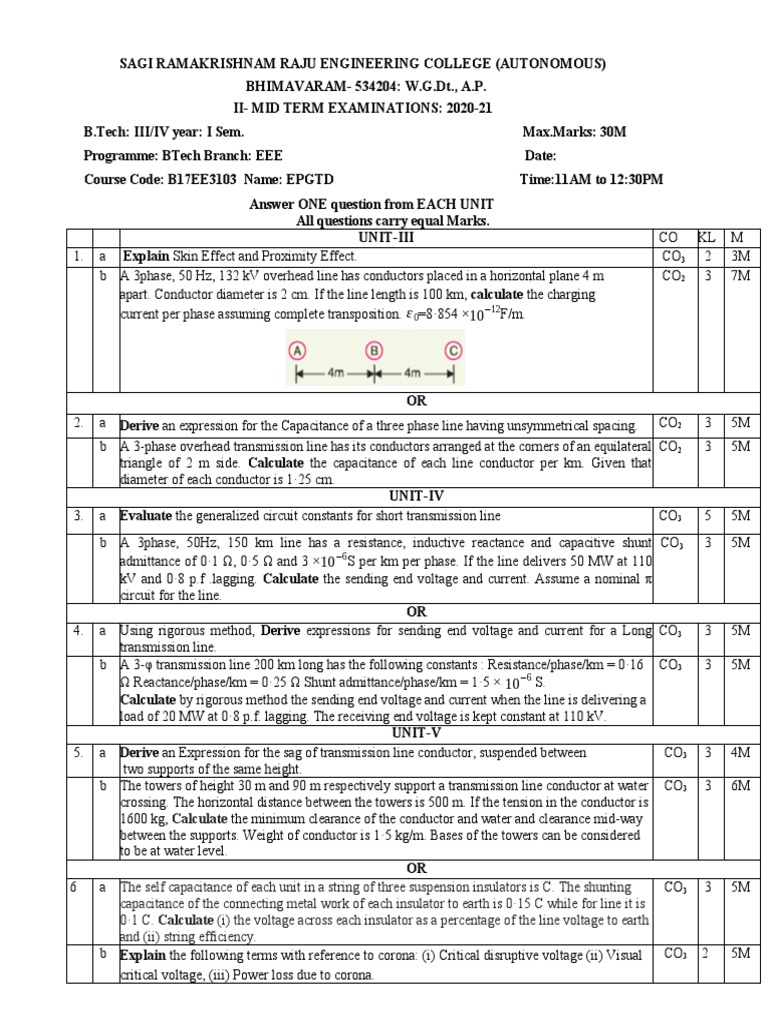 Epgdt Mid-Ii Question Paper | PDF | Electric Power Transmission | Metrology