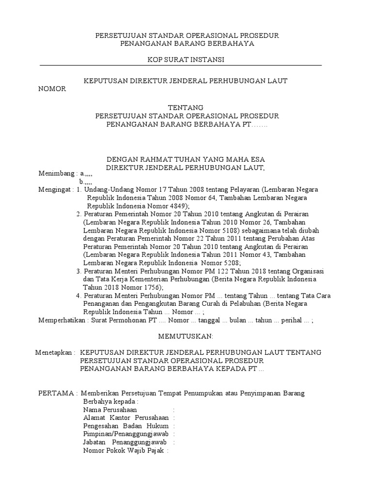 SOP Penanganan Barang Berbahaya Laut | PDF
