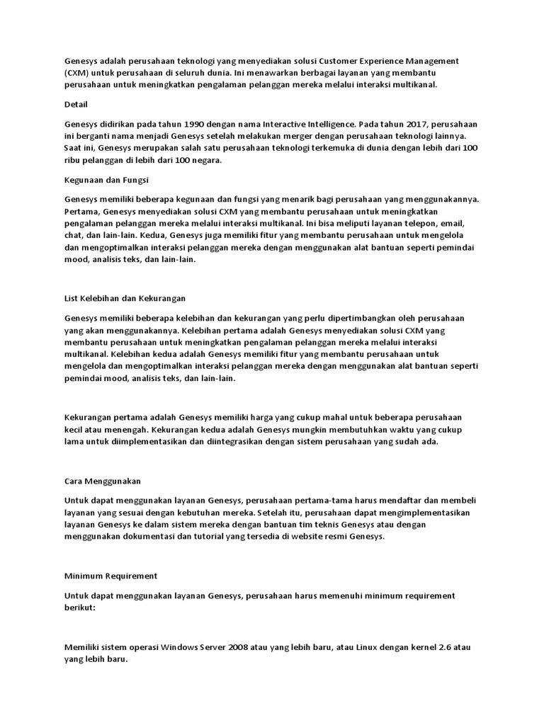 Solusi CXM Terbaik dari Genesys | PDF