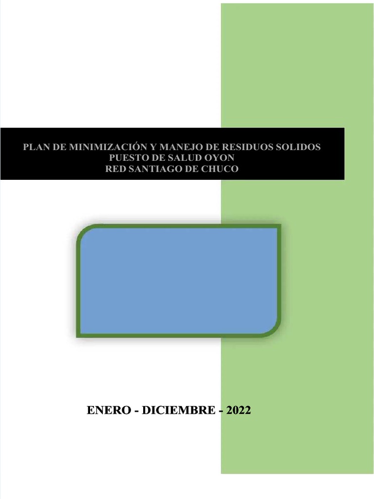 PDF Plan de Minimizacion y Manejo de Residuos Solidos Oyon 2022 Compress | PDF