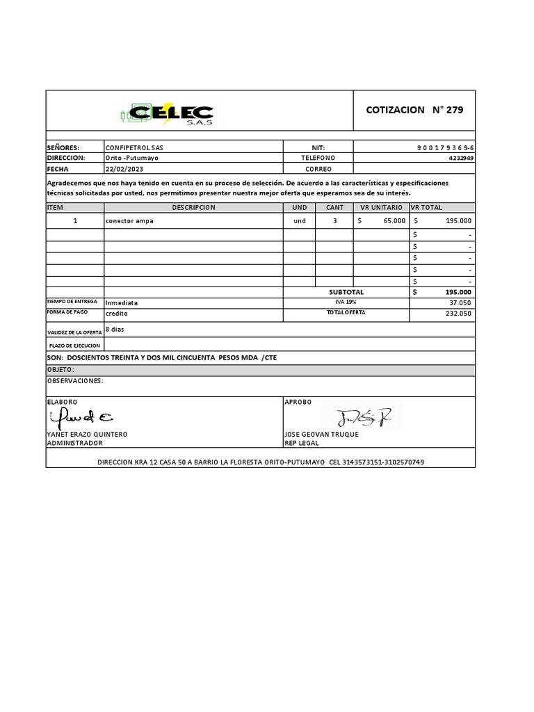 Cotizacion 279 | PDF