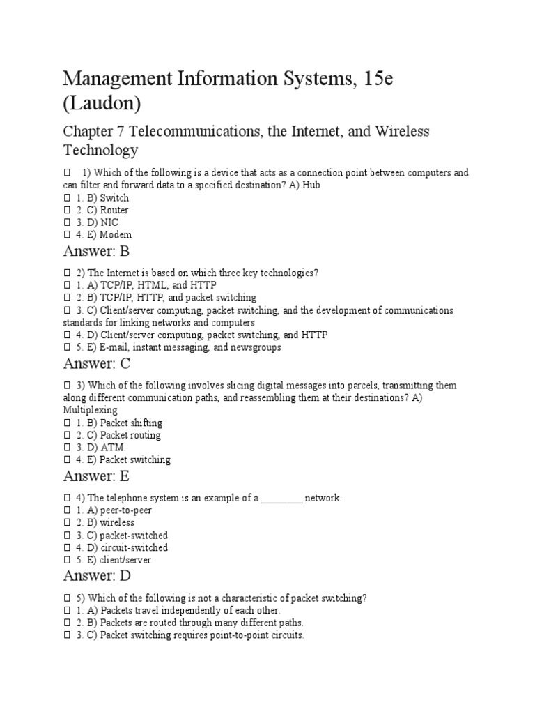 Chapter 7 Telecommunications The Internet And Wireless Technology Download Free Pdf
