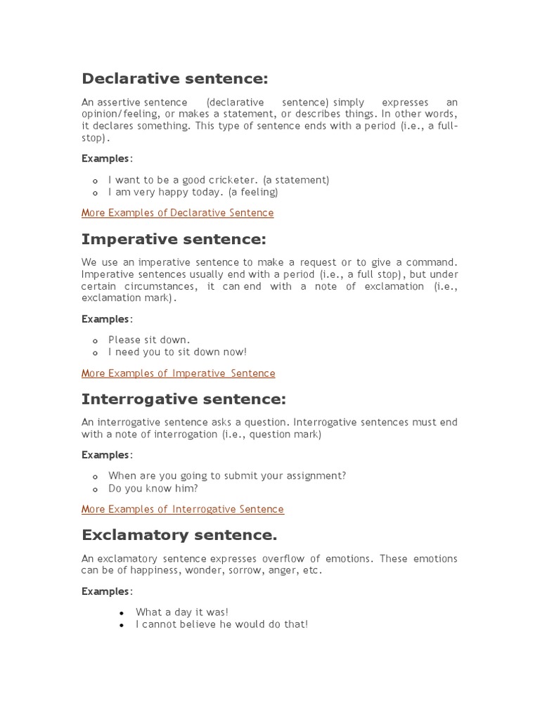 Declarative Sentence | PDF | Foreign Language Studies | Self-Improvement