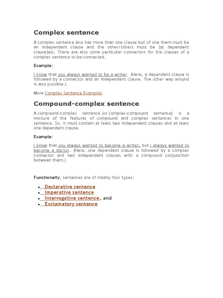 Complex Sentence | PDF