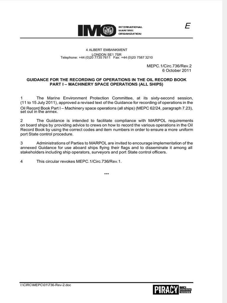 Guidance for Recording Operations in the Oil Record Book Part I ...