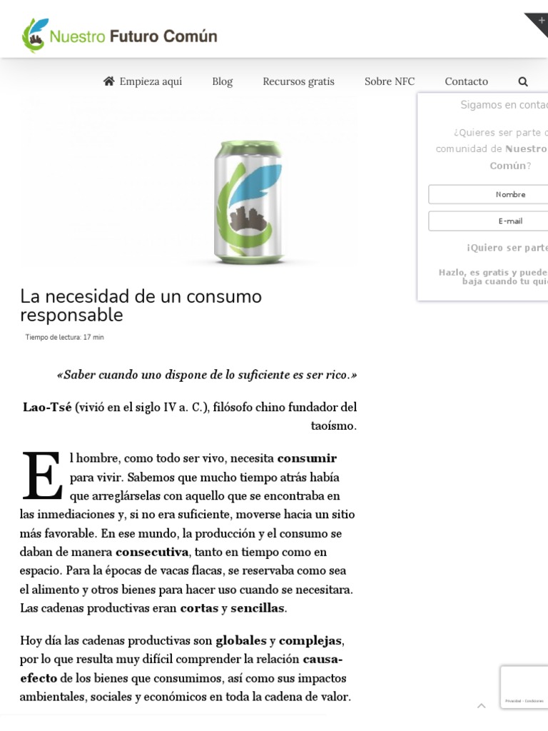 La Necesidad de Un Consumo Responsable | PDF | Consumo (economía ...