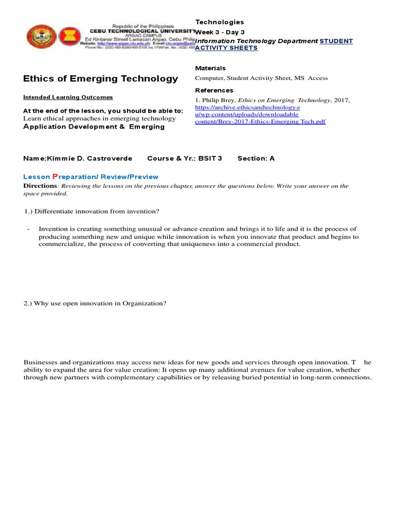 ADET ActivityNo5 3A KimmieCastroverde | PDF | Emerging Technologies ...
