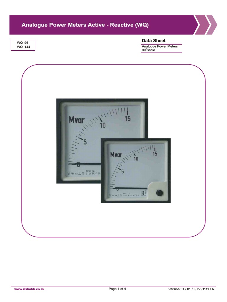 Analog Power Meter 90deg WQ | PDF | Quantity | Metrology
