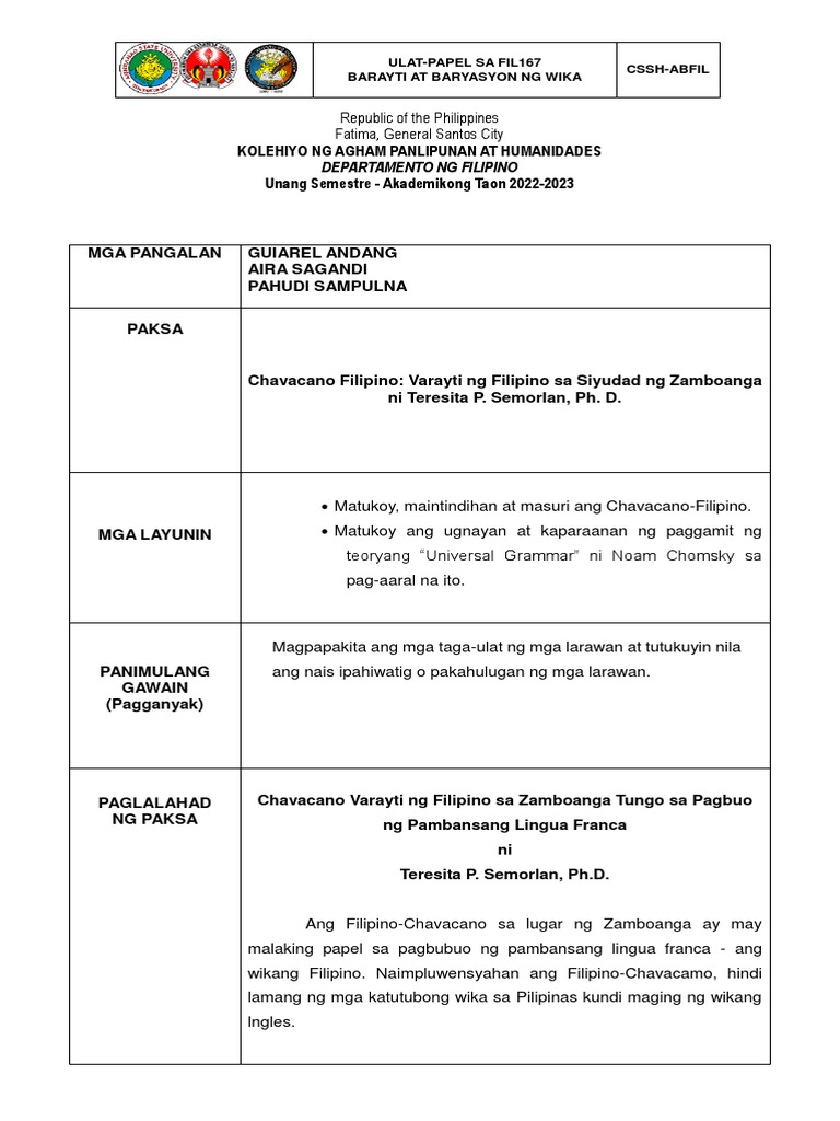 Chavacano Filipino | PDF