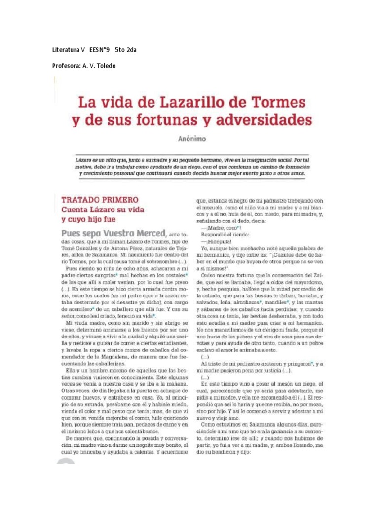 El Lazarillo de Tormes | PDF | Clásicos