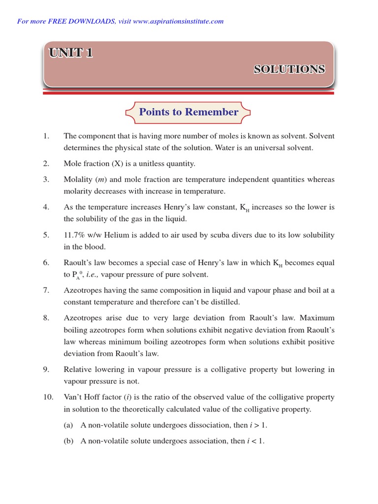 CBSE Class 12 Chem Notes Question Bank Solutions PDF | PDF | Chemical ...
