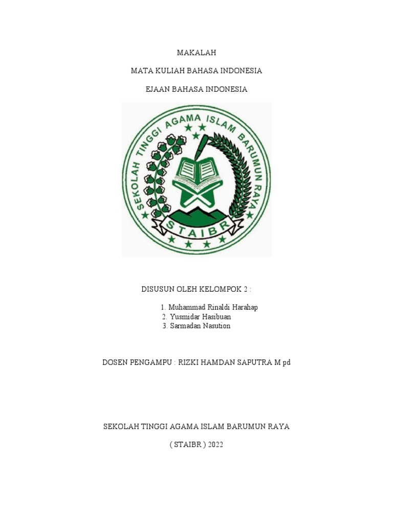 Makalah Ejaan Bahasa Indonesia | PDF Makalah Ejaan Bahasa Indonesia | PDF