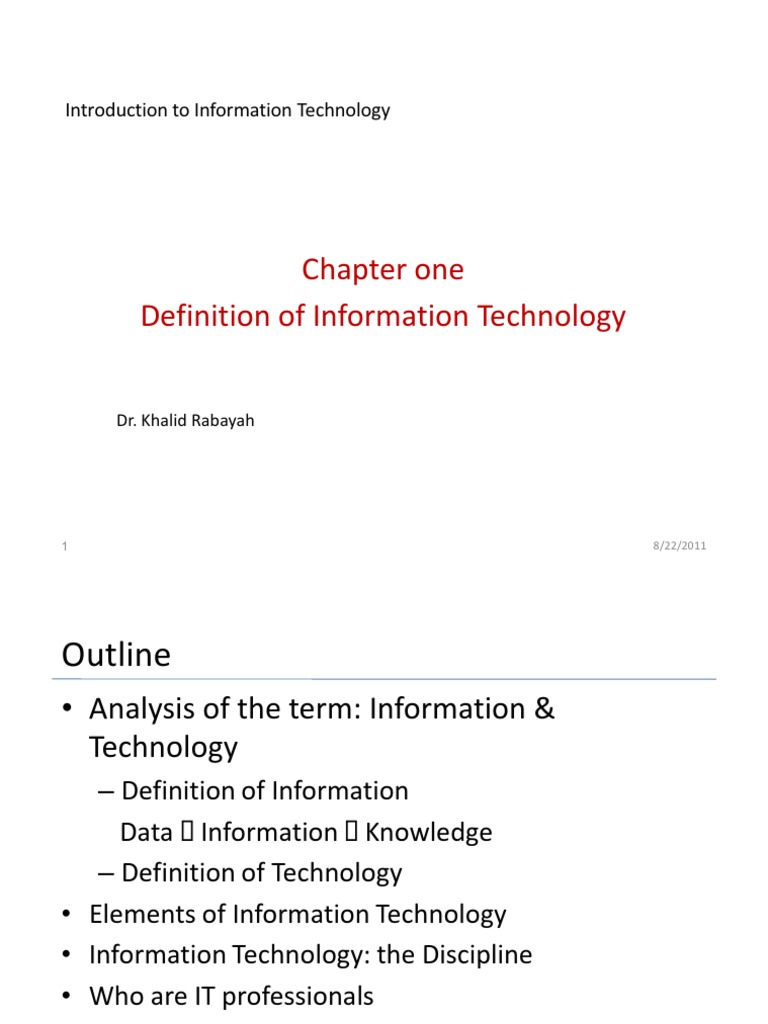 Chapter1 Definition IT | PDF | Information System | Information Technology