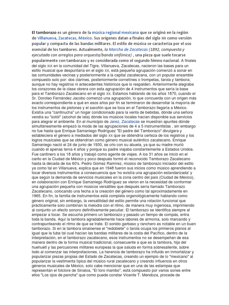 Orígenes y evolución del tamborazo zacatecano | PDF | México | Las ...