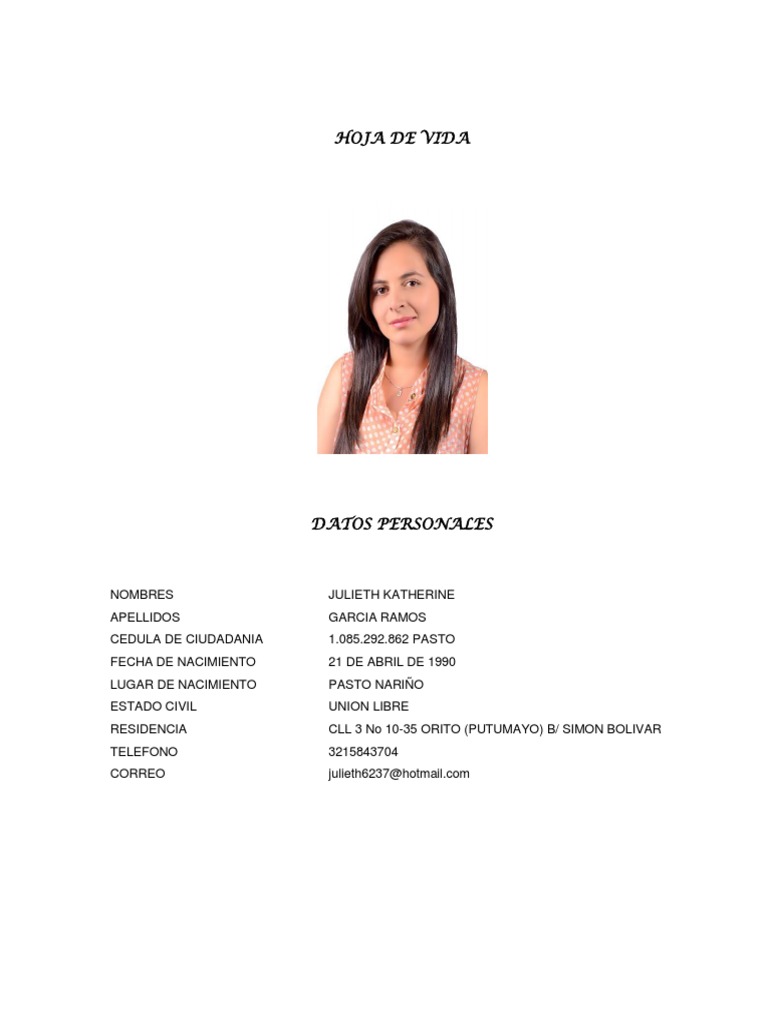Hoja de Vida Julieth Garcia. | PDF | Contador