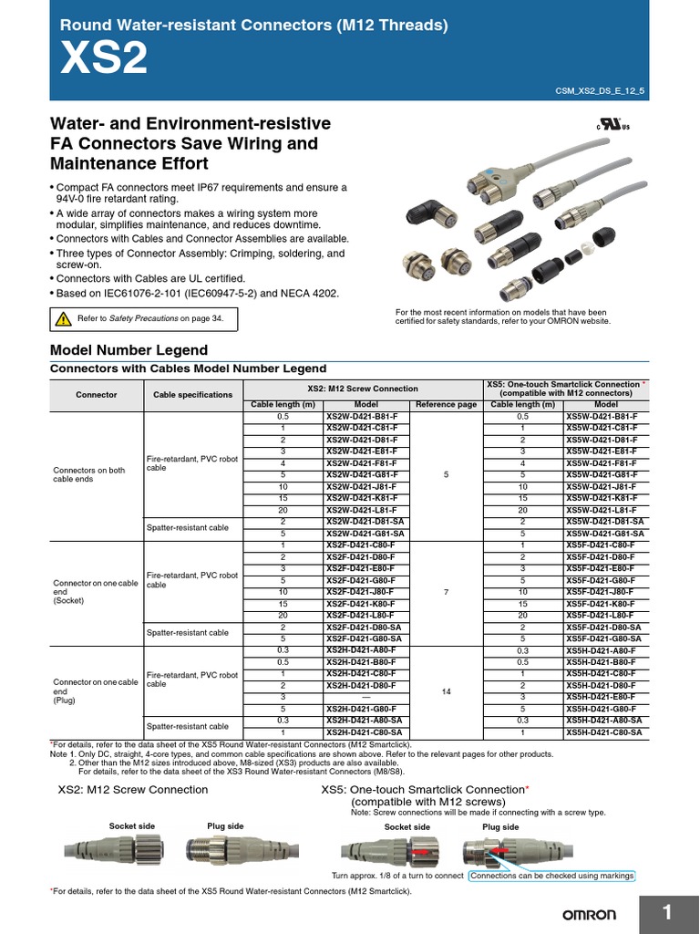 x800 xs2 Water-Resistant Connectors m12 Datasheet en | PDF | Electrical ...