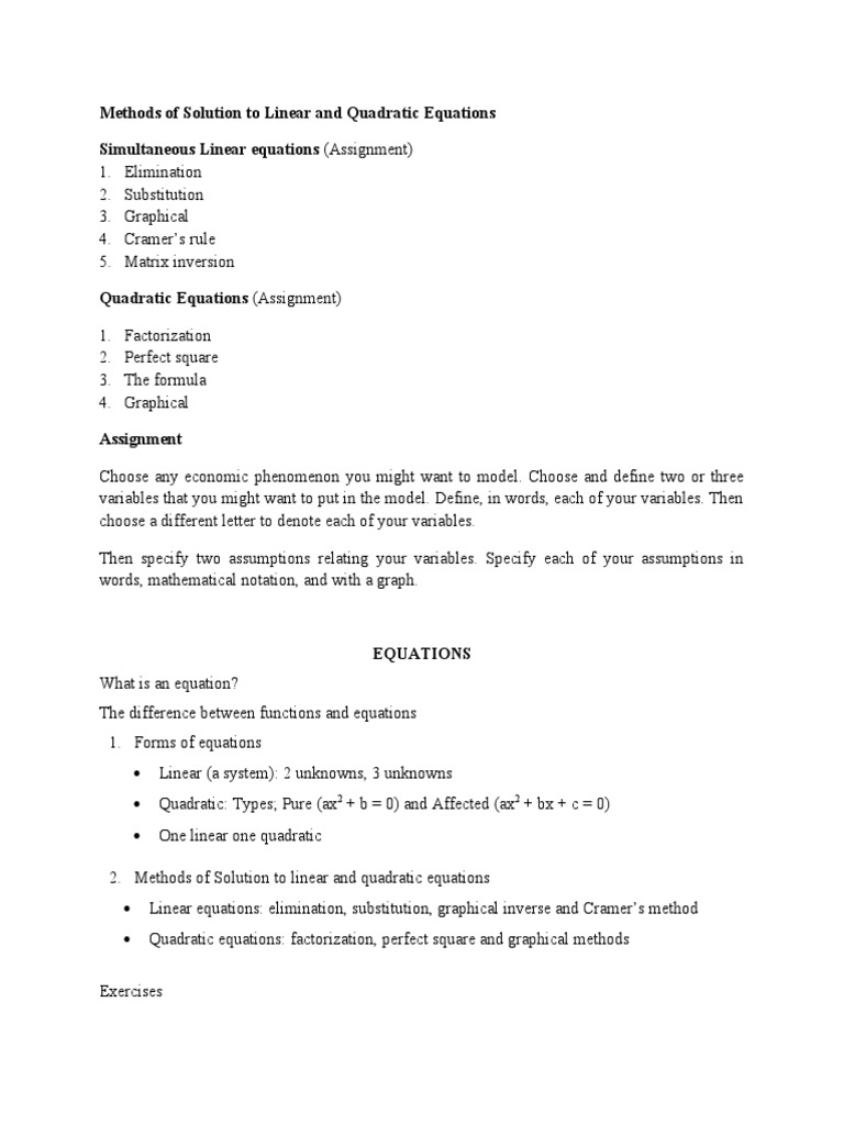 LECTURE 4 - Equations and Inequalities | PDF | Quadratic Equation ...