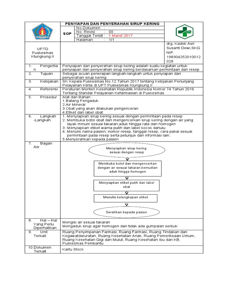 SOP Sirup Kering | PDF