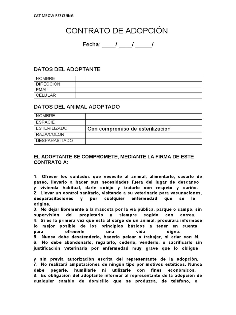 Contrato de Adopción | PDF | Adopción
